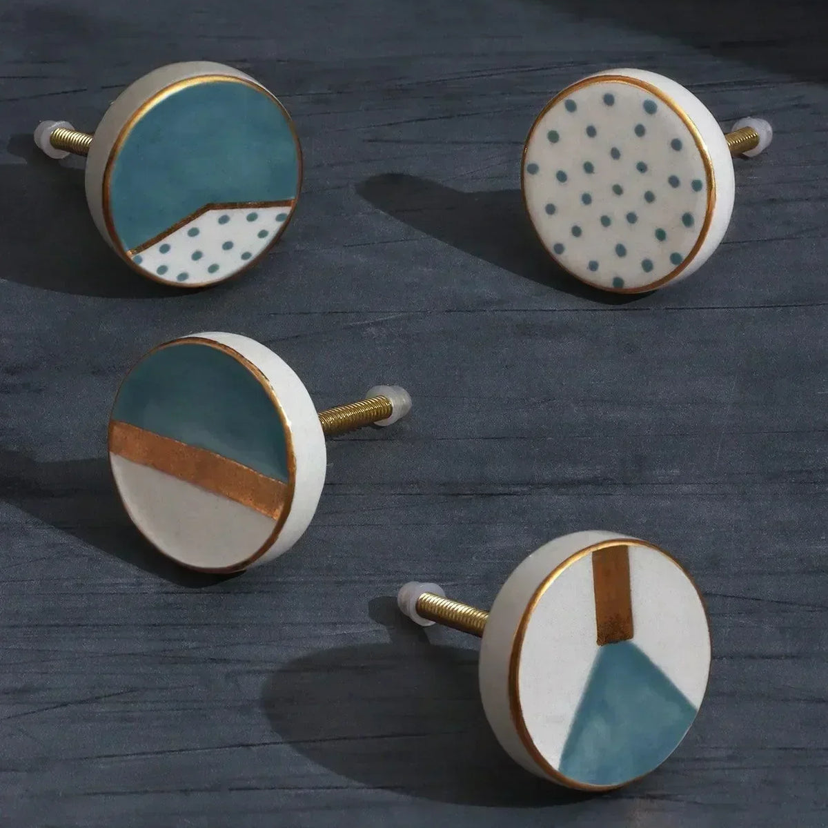 Geometric & Polka Dot Collection Handmade & Hand-Painted Ceramic Knobs – G Decor