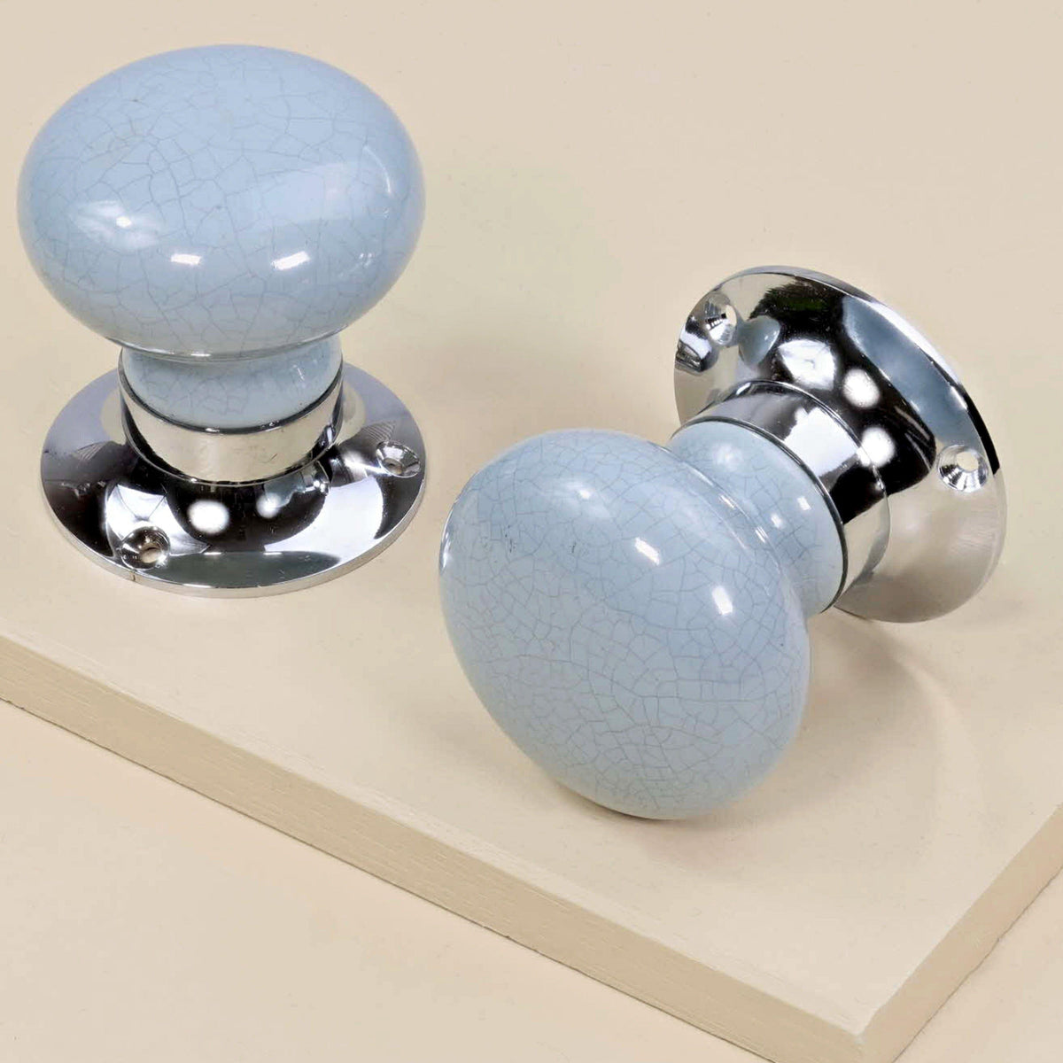 Crackle Glaze Handcrafted Soft Grey Ceramic Mortice Door Handles Set – – G Decor