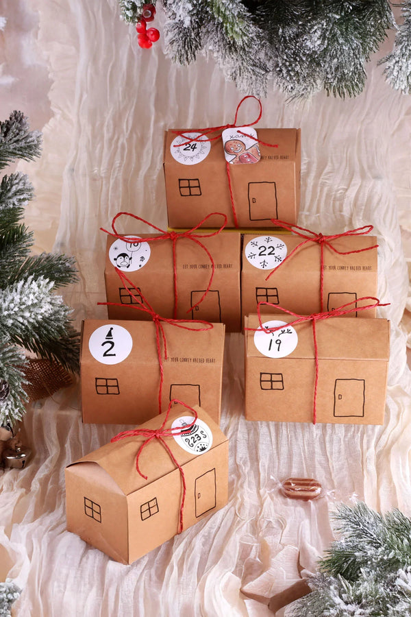 24 Eco Christmas Town Cottages Advent Calendar DIY Countdown Gift Box ...