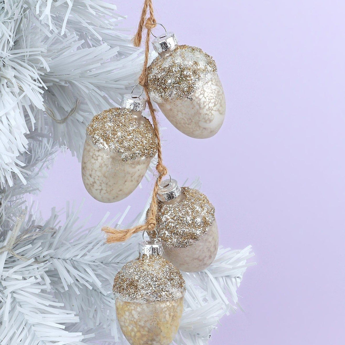 Large Glass Acorn String Garland Decoration Silver Mercury Finish with ...