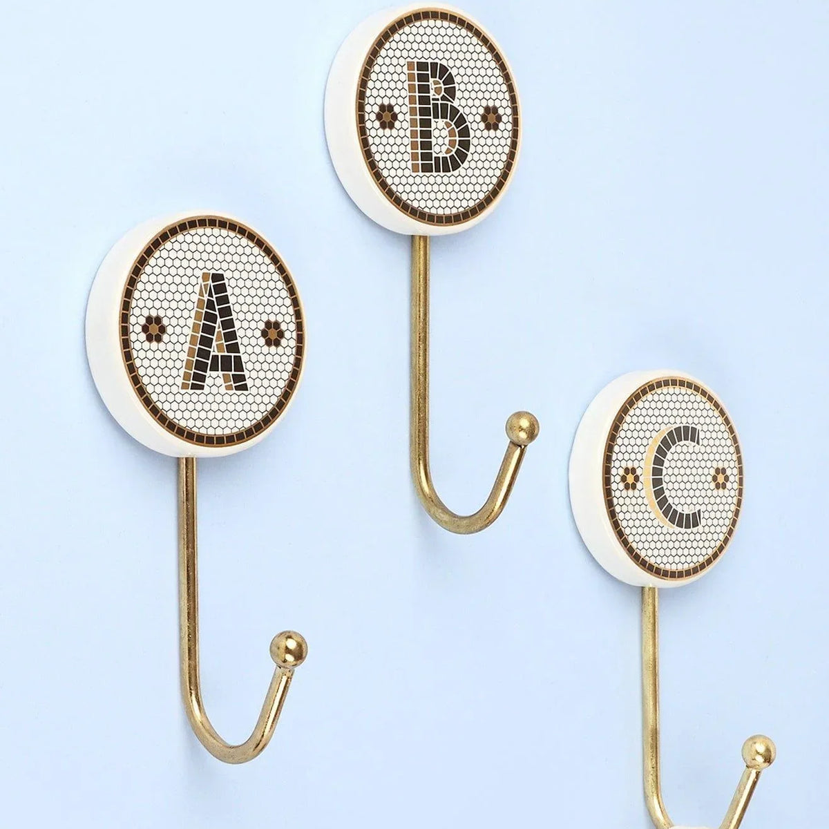Traditional British Pub Tile Monogram Wall Hook Black & Gold Alphabet ...