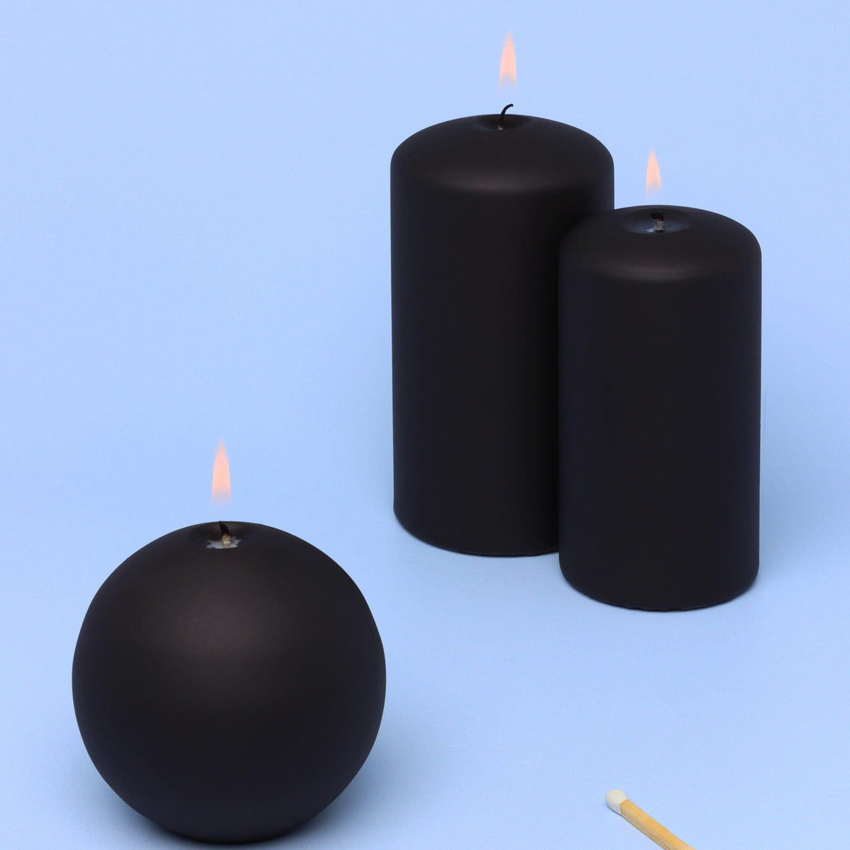 Henry Velvet Matt Soft Touch Smooth Black Pillar Candles – G Decor
